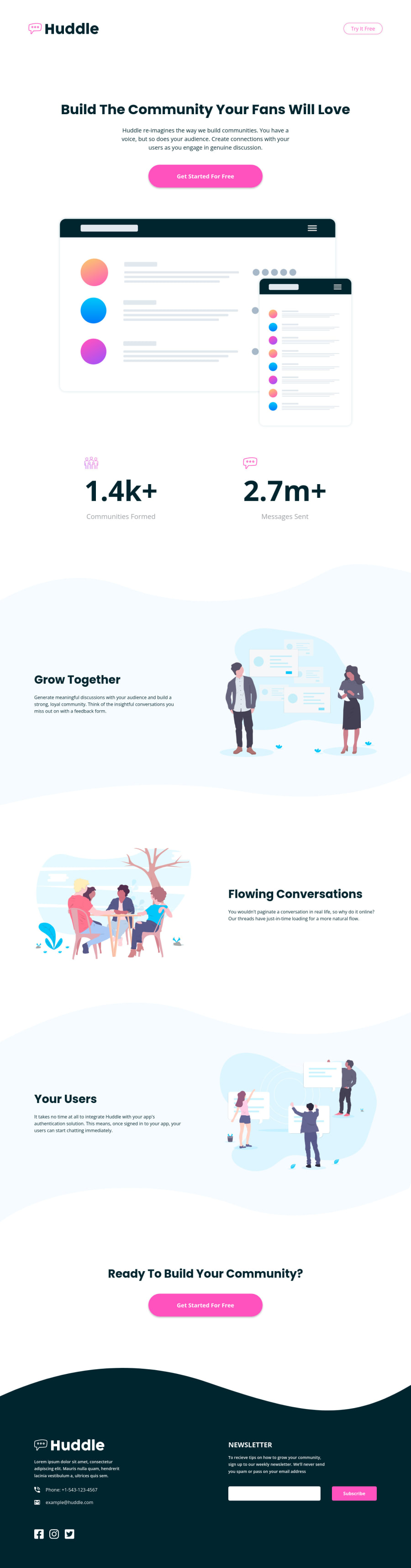 Frontend Mentor Responsive Huddle Landing Page With Curved Sections Using Css Flexbox Coding