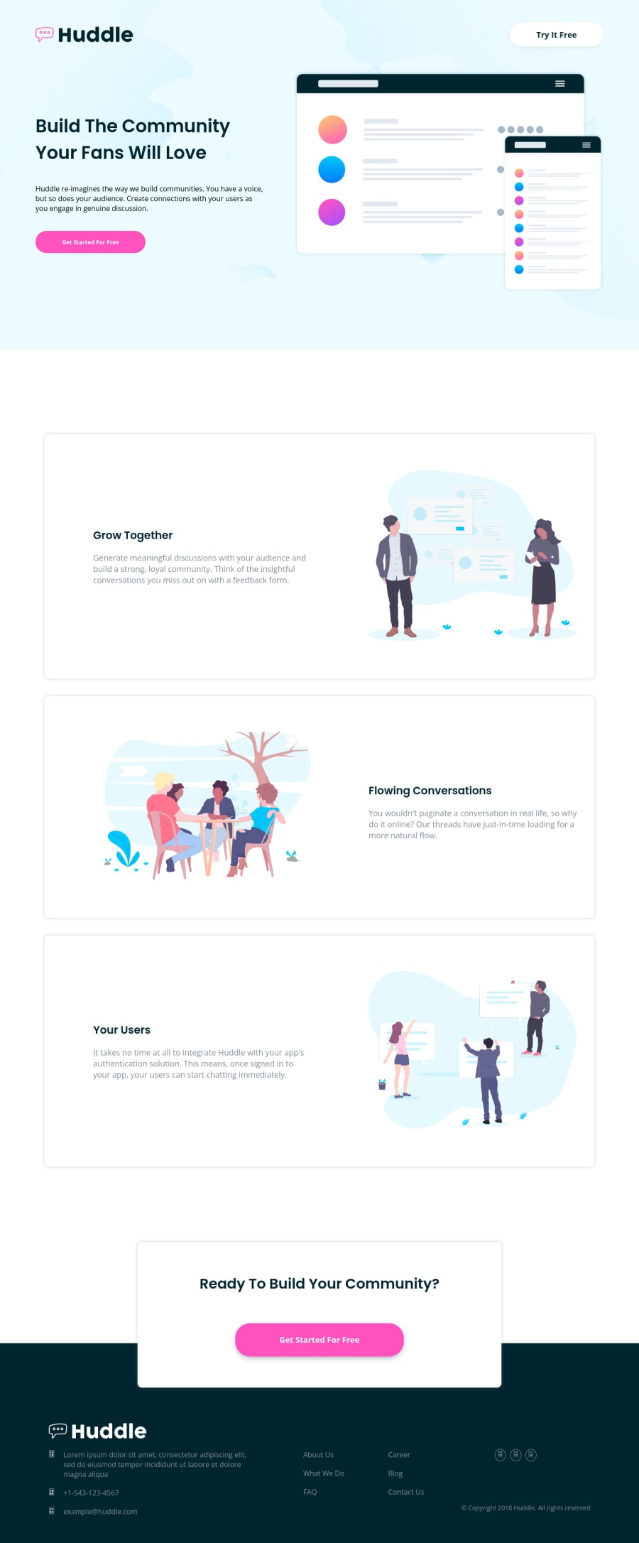 Frontend Mentor Huddle Landing Page With Alternating Feature Blocks