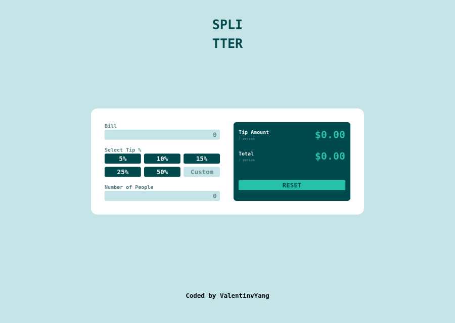 Frontend Mentor Tip Calculator With Html Css And Javascript Coding Challenge Solution