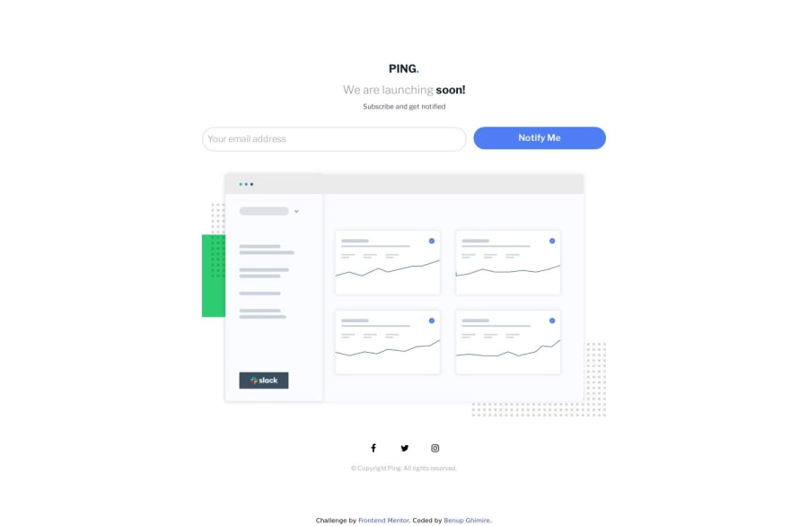 Frontend Mentor Responsive Ping Coming Soon Page With Tailwind Css Coding Challenge Solution