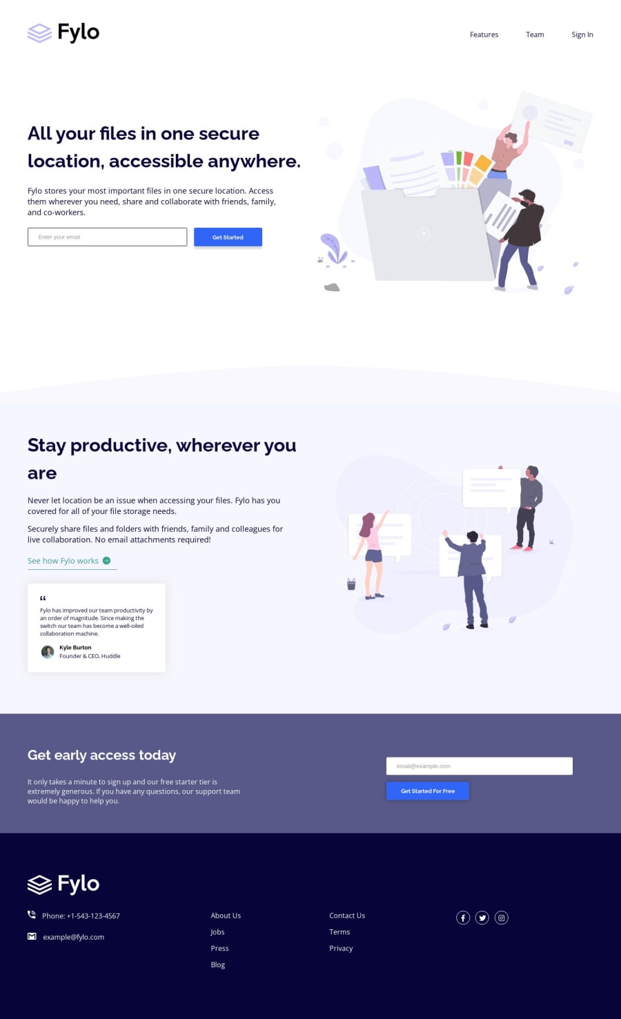 Frontend Mentor Fylo Landing Page With Two Column Layout Coding Challenge Solution
