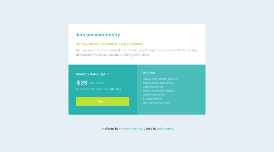 Frontend Mentor Responsive Single Price Grid Component With Css Flexbox Coding Challenge Solution