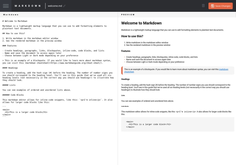 Frontend Mentor Responsive In Browser Markdown Editor Coding Challenge Solution