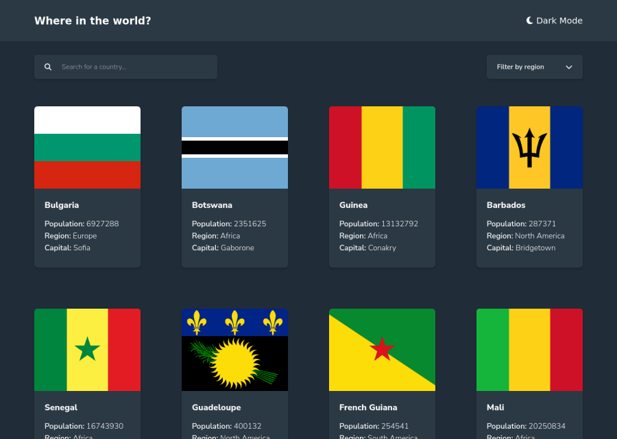 Frontend Mentor Responsive Countries Api Project Using React Tailwind