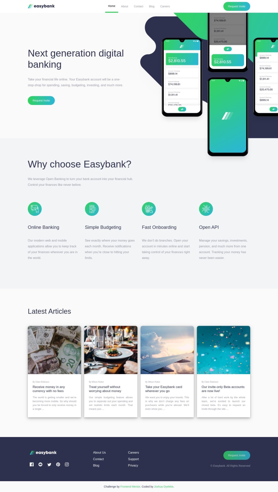Frontend Mentor Easy Bank Landing Page Using Html Css And Javascript Coding Challenge Solution