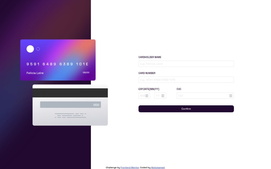 Frontend Mentor Interactive Card Details Form Coding Challenge Solution