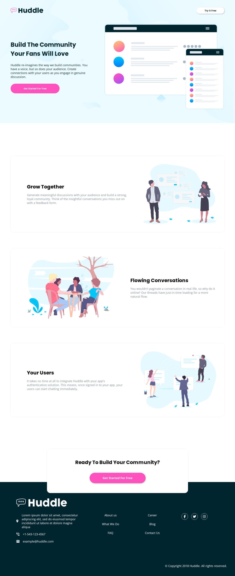 Frontend Mentor Responsive Huddle Landing Page Using Css Flexbox And Grid Coding Challenge Solution