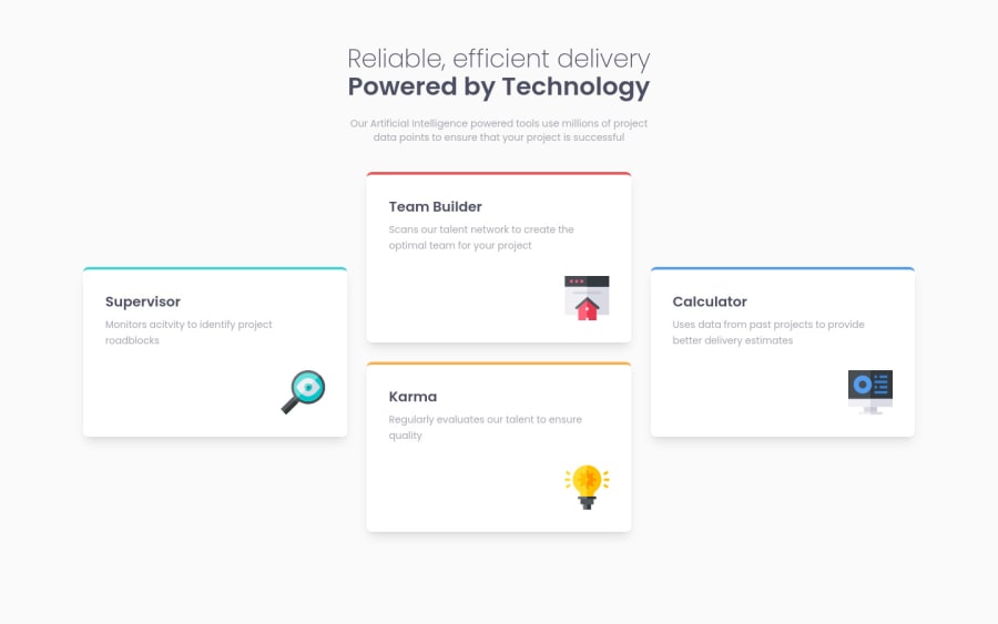 Frontend Mentor Four Card Feature Section Made Using Tailwind Css Grid And Flexbox Coding