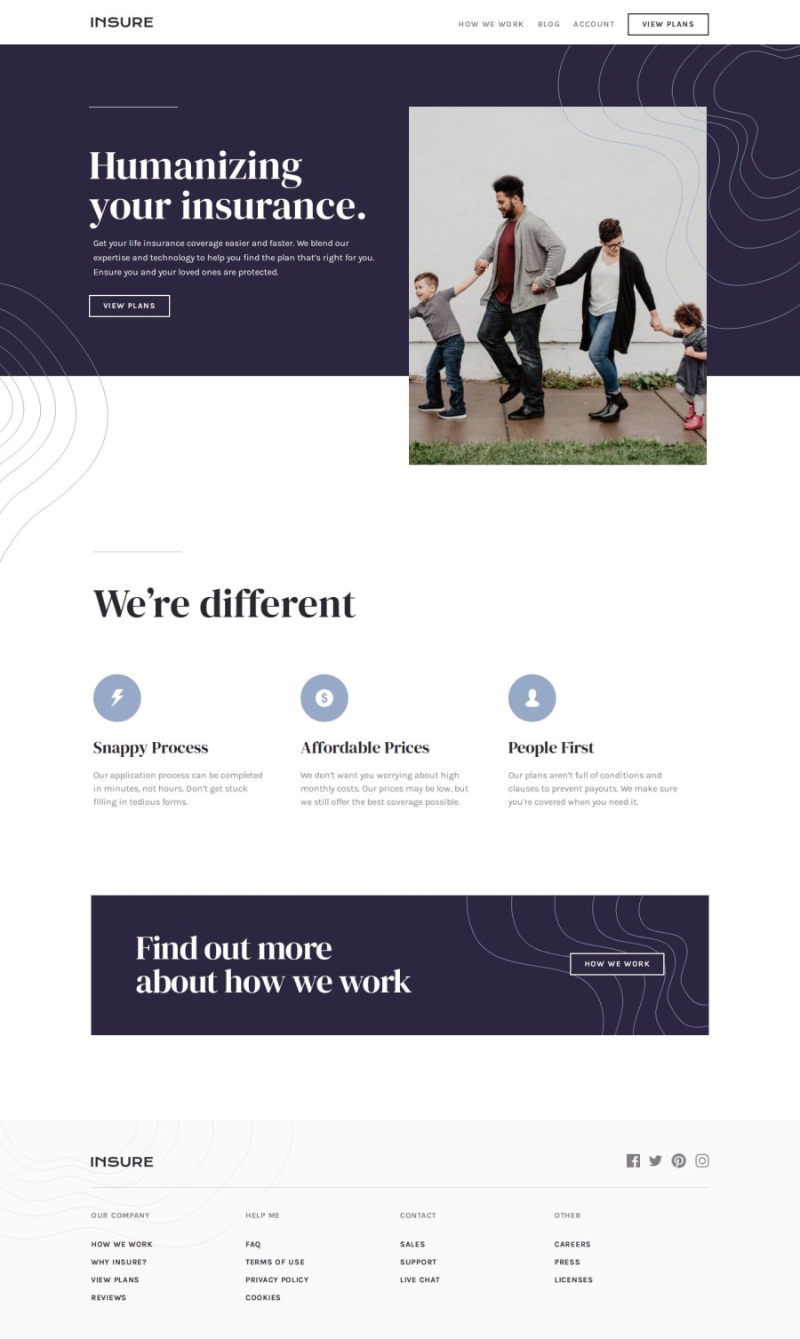 Frontend Mentor | Insure LandingPage with Tailwind.css and Alpine.js coding challenge solution