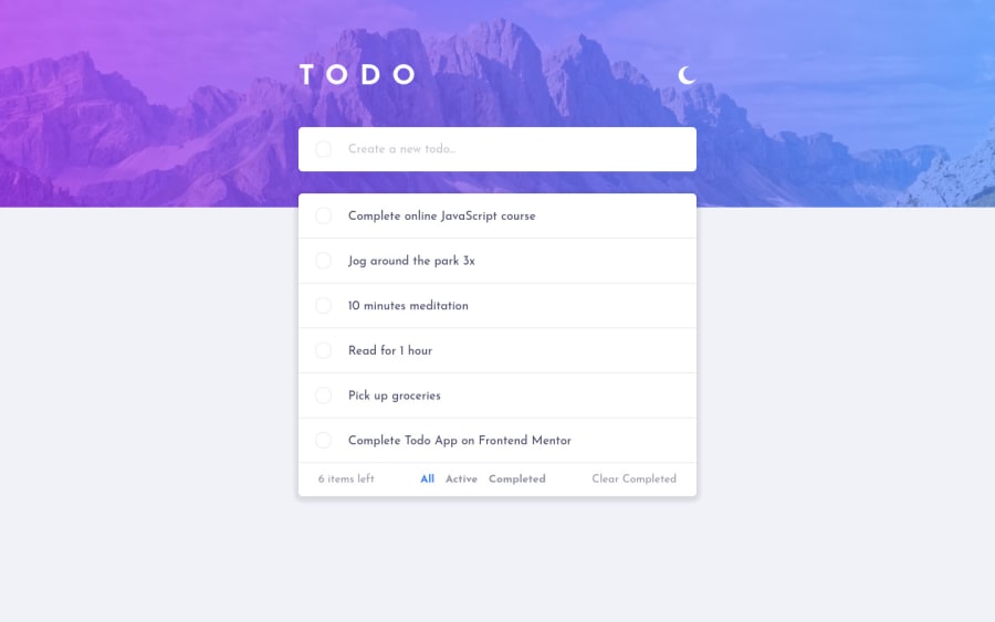 Frontend Mentor Todo App Built With React Coding Challenge Solution