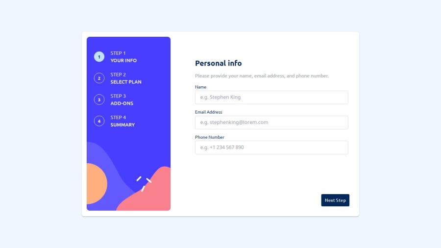 Frontend Mentor | Multistep-form using React + MaterialUI coding ... Frontend Mentor | Multistep-form using React + MaterialUI coding ...