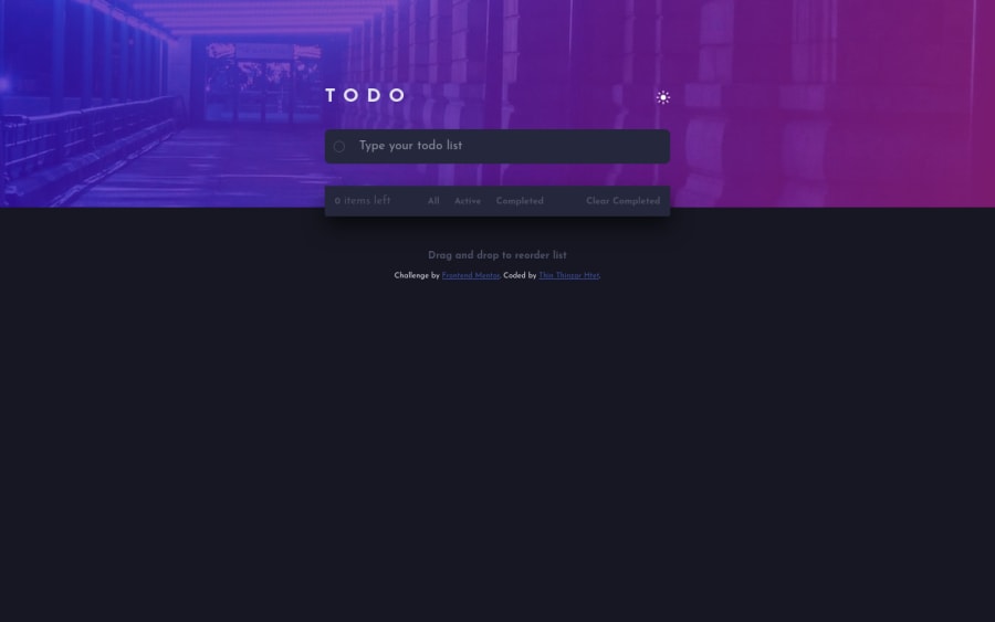 Frontend Mentor Todo App Using Css3 Js And Sortable Js Library Coding Challenge Solution