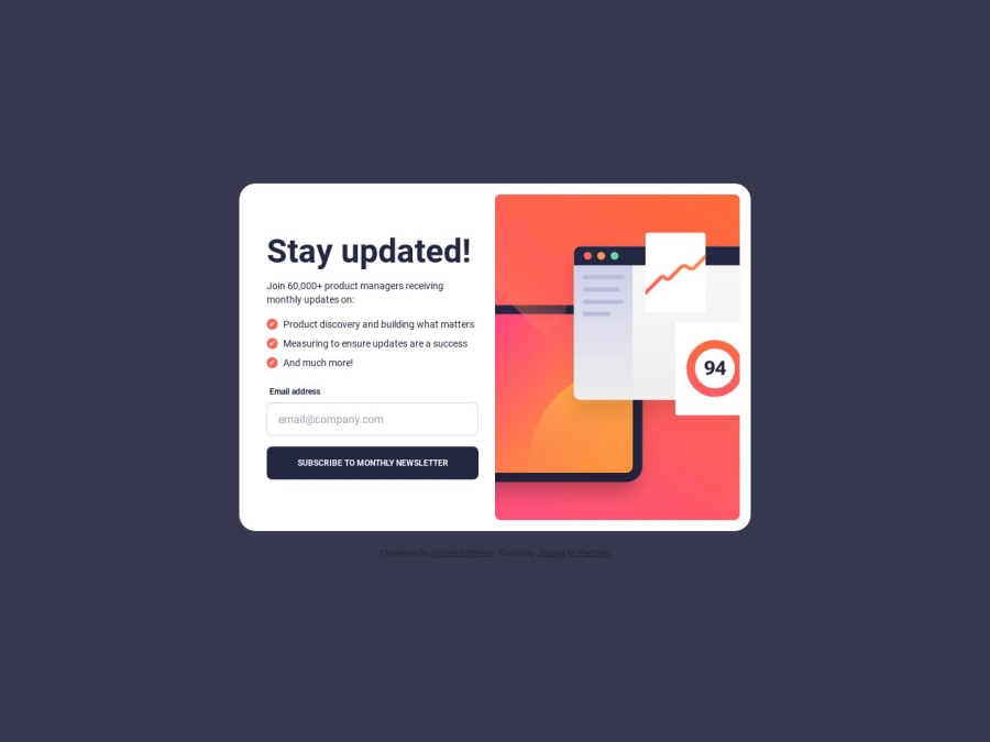 Frontend Mentor Newsletter Sign Up Form Using React Tailwindcss And
