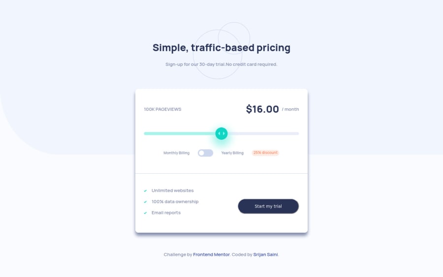 Frontend Mentor Interactive Pricing Component Build With React Js