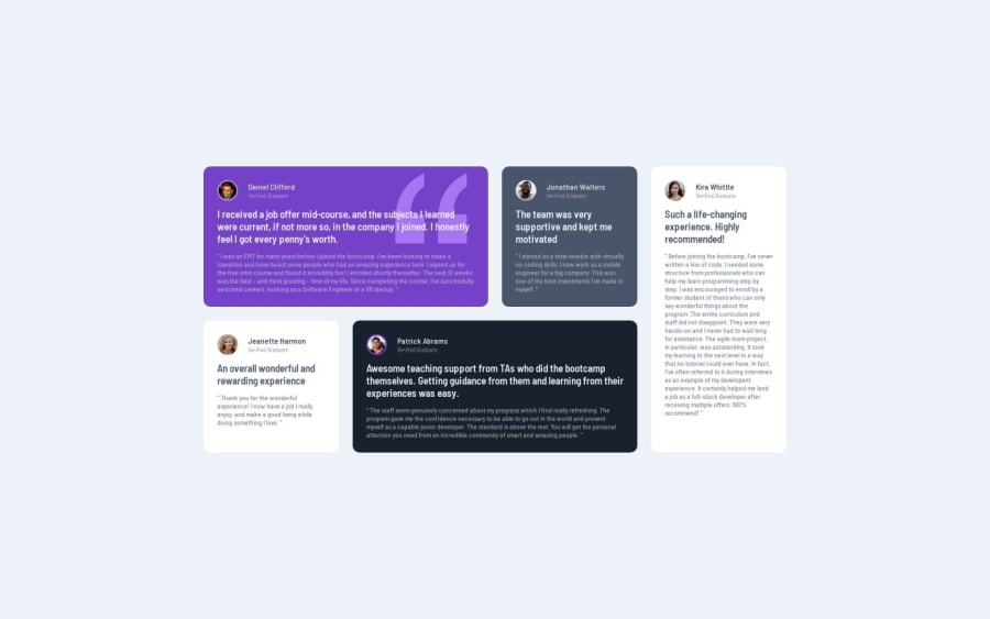 Frontend Mentor Testimonials Grid Section Css Grid Coding Challenge