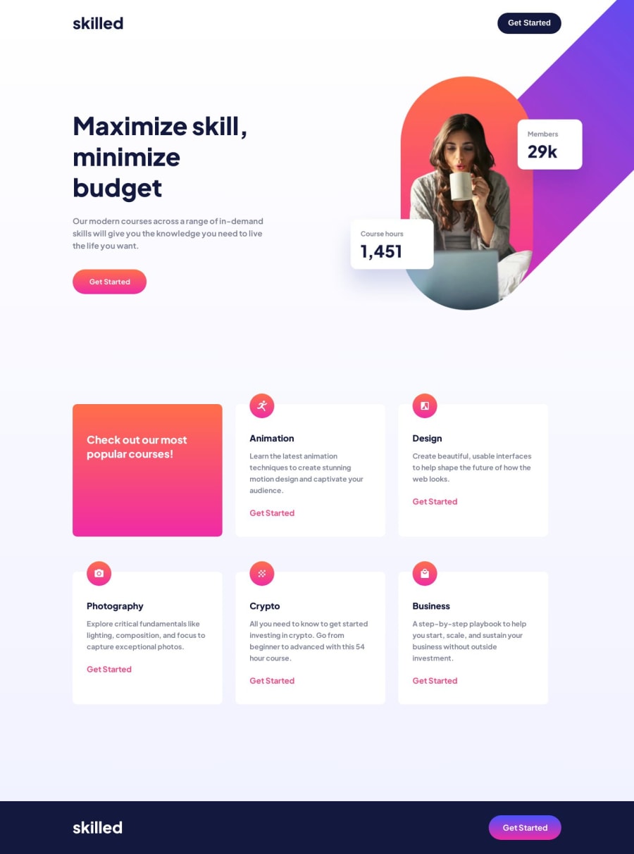 Frontend Mentor Skilled Elearning Landing Page Coding Challenge Solution
