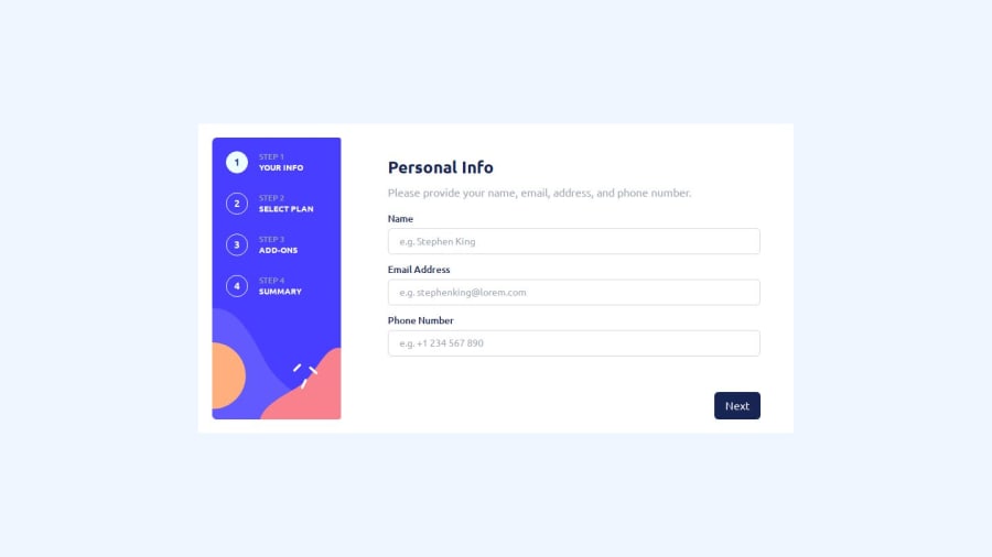 Frontend Mentor Multi Step Form React Typescript Tailwind