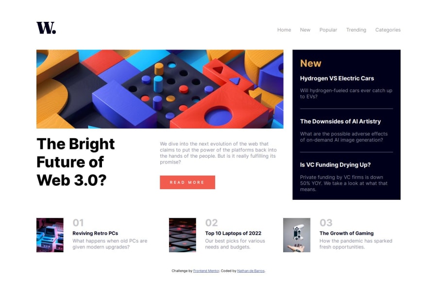 Frontend Mentor Responsive News Homepage Using Css Flex And Grid Coding Challenge Solution