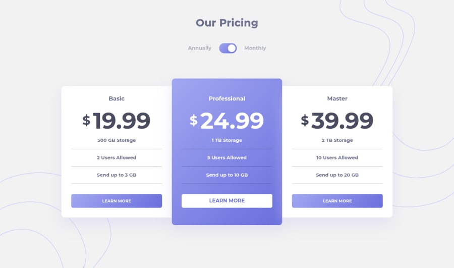 Frontend Mentor Card Pricing Component Using Stylus And Gulp Coding Challenge Solution