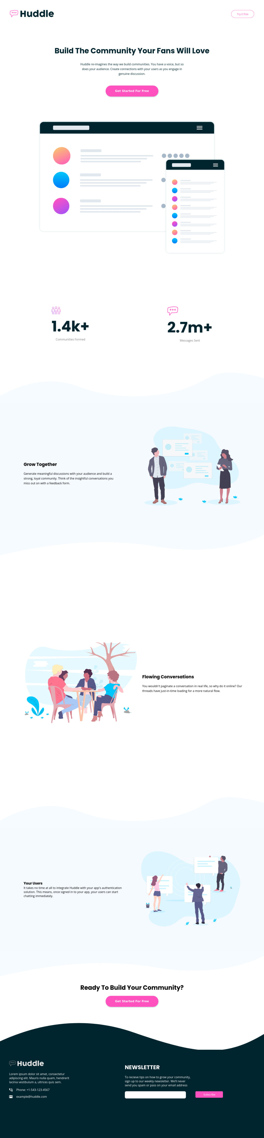 Frontend Mentor Huddle Landing Page With Curved Sections Using Css Coding Challenge Solution