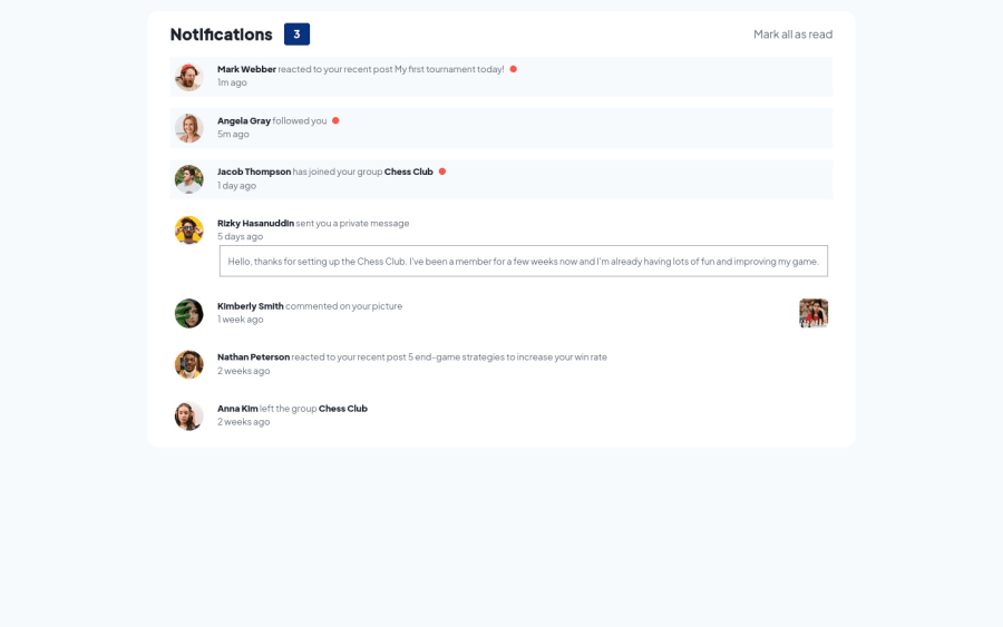 Frontend Mentor Notifications Page Coding Challenge Solution