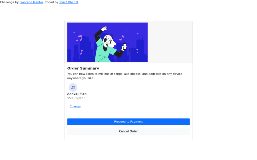 Frontend Mentor Order Summary Using Bootstrap Coding Challenge Solution