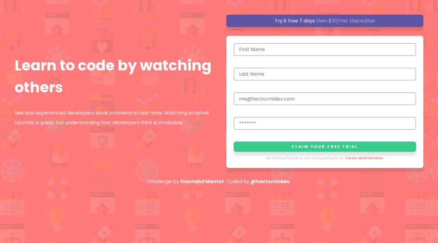 Frontend Mentor Sign Up Form Html Css Flexbox And Js Coding Challenge Solution