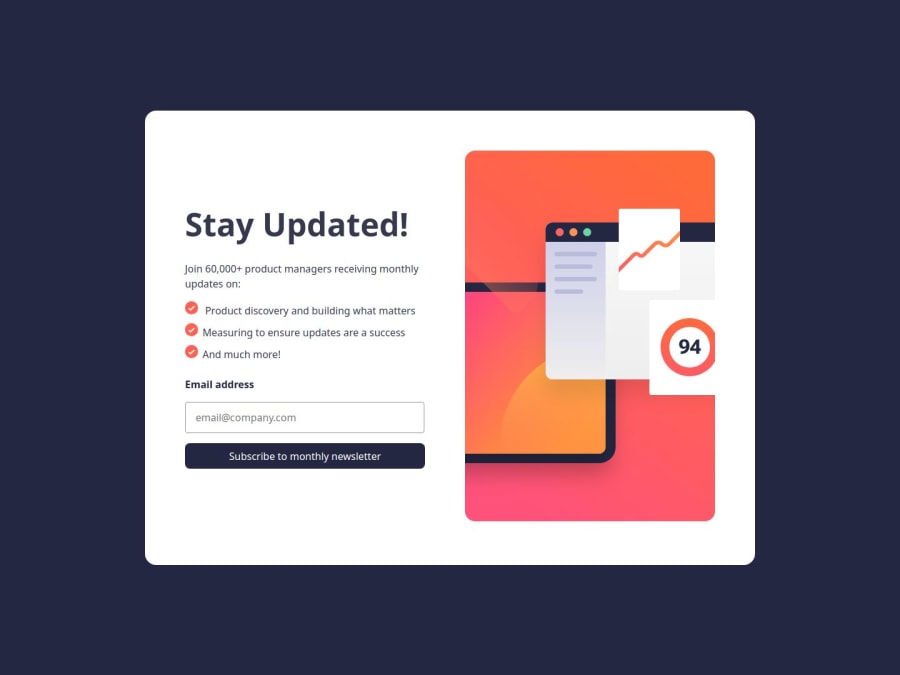 Frontend Mentor Newsletter Sign Up Form With Success Message Solution Coding Challenge Solution