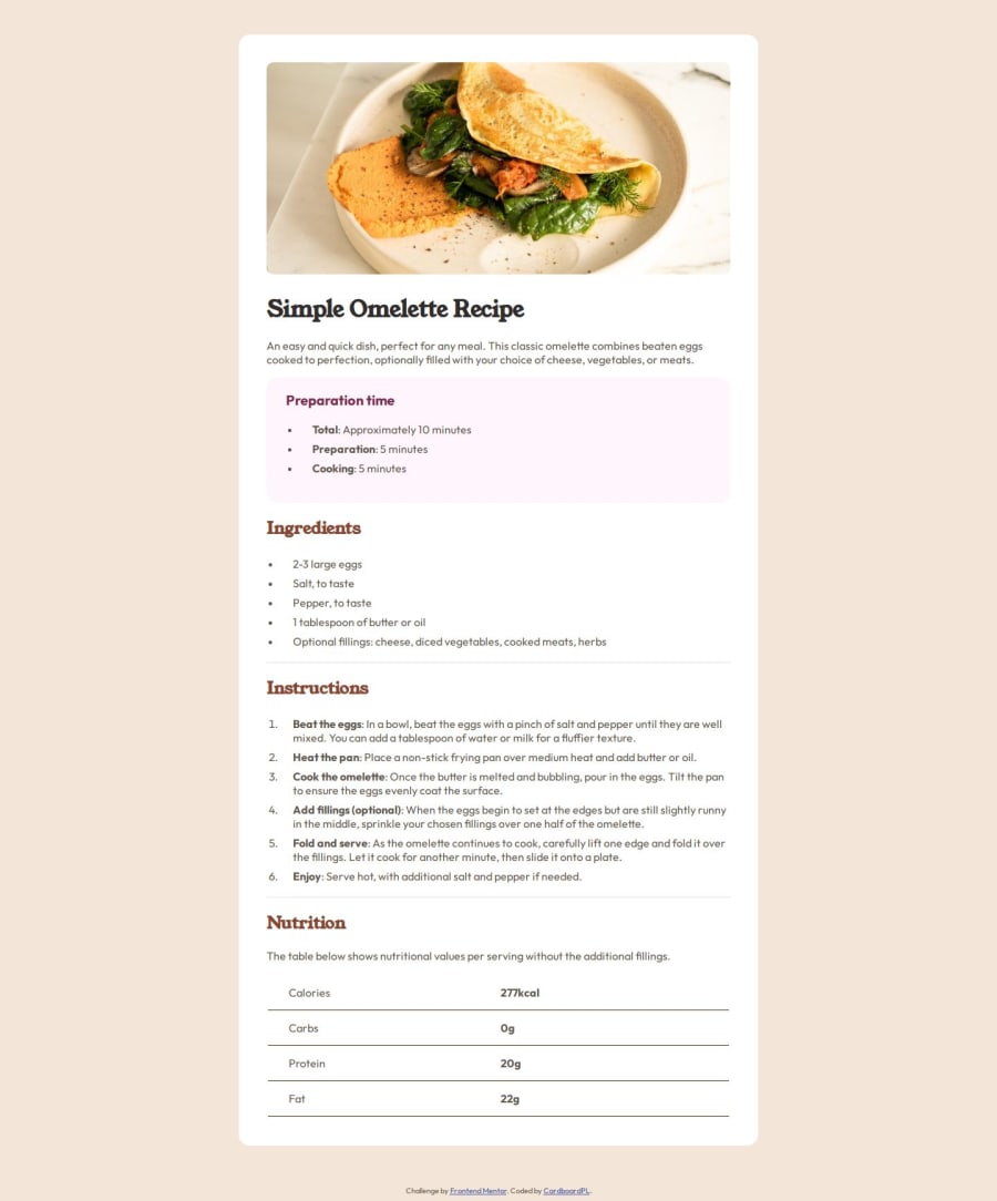 Frontend Mentor Simple Responsive Recipe Page Using Css Flexbox And Simple Css Coding