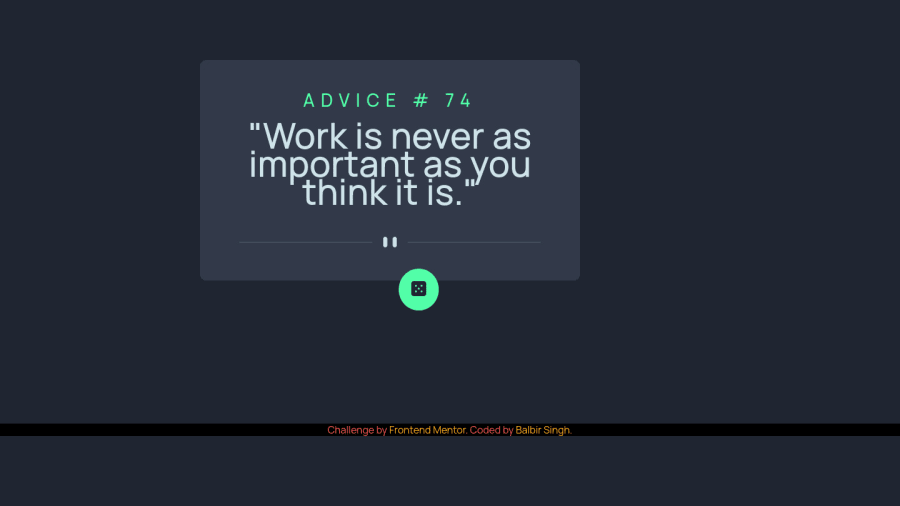 Frontend Mentor Responsive Advice Generator App Coding Challenge Solution