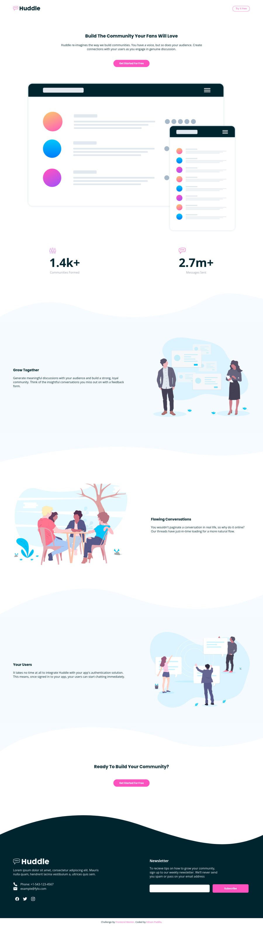 Frontend Mentor Huddle Landing Page With Curved Sections With Html And Css Coding Challenge