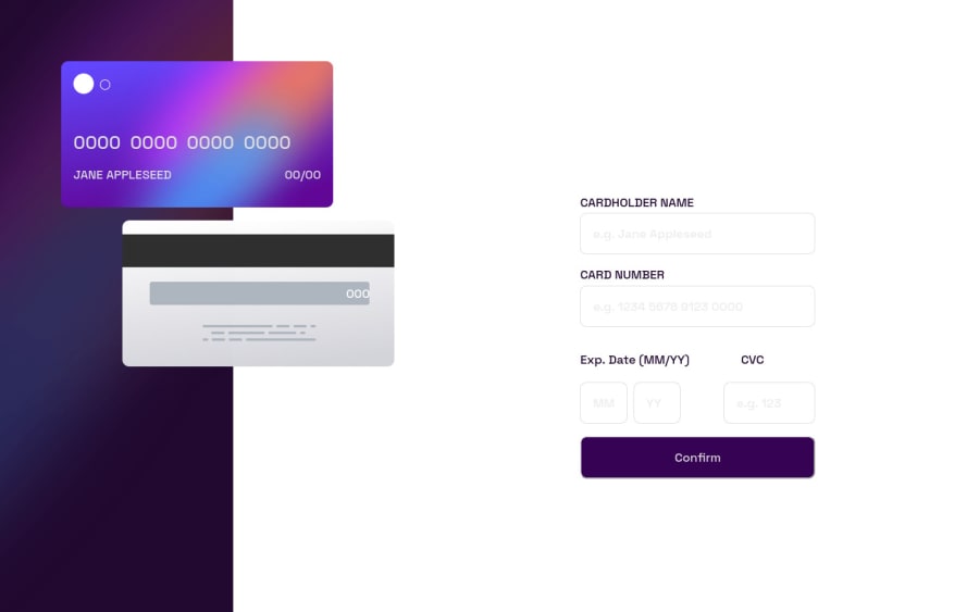 Frontend Mentor Card Details Form Using Vanilla Js And Keyframe