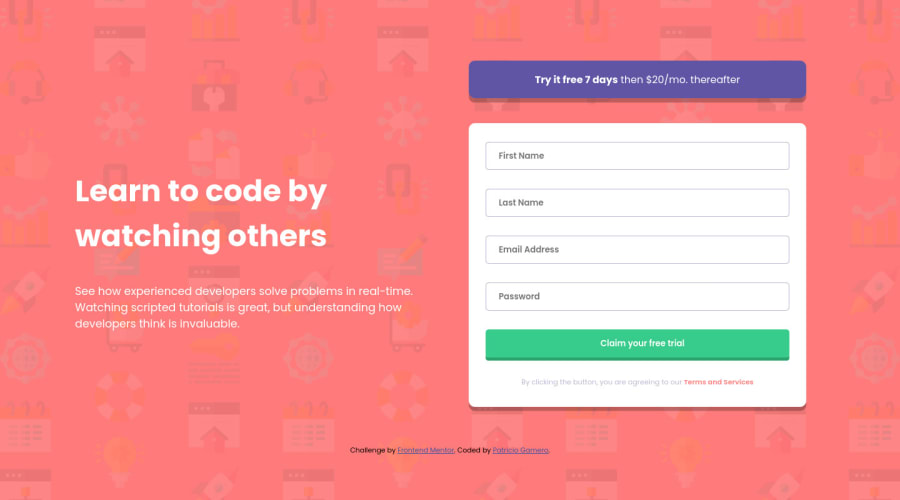 Frontend Mentor Mobile And Desktop With Flexbox Form Validation With Js Coding Challenge Solution