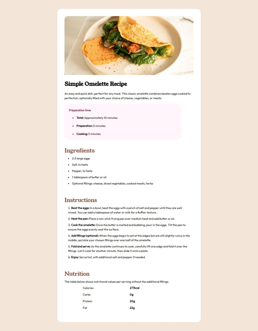 Frontend Mentor Recipe Page Coding Challenge Solution