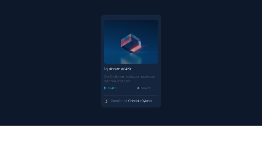 Frontend Mentor Nft Card Component Using Html And Css Coding Challenge Solution