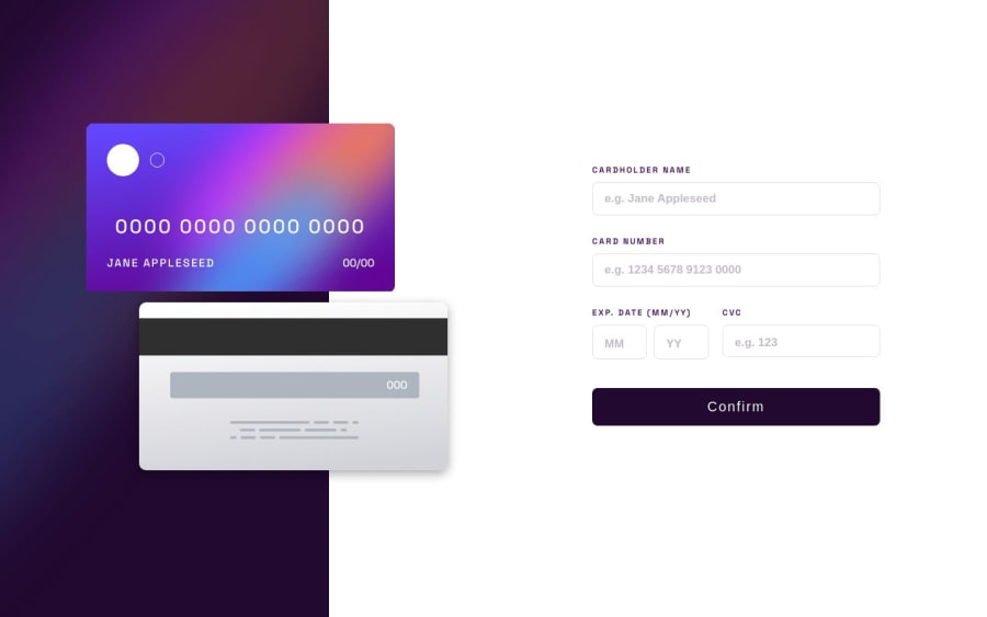 Frontend Mentor | Responsive card details form coding challenge solution Frontend Mentor | Responsive card details form coding challenge solution