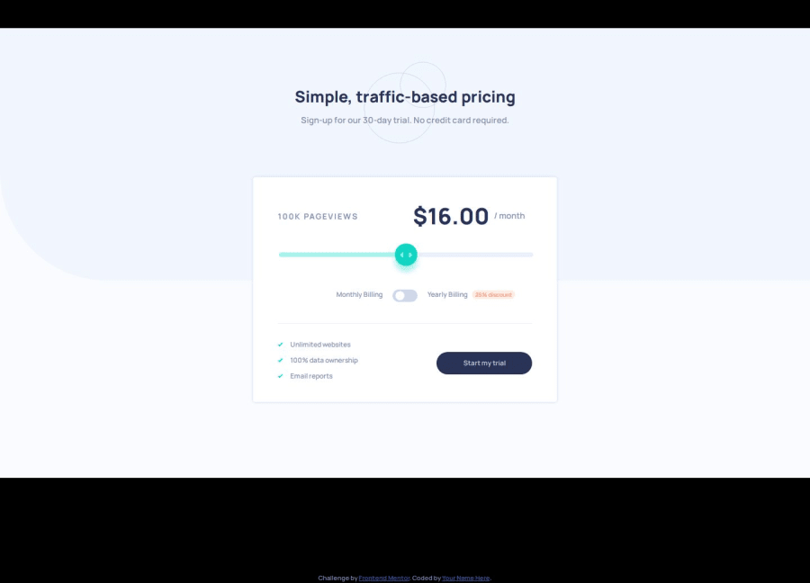 Frontend Mentor Interactive Price Component Coding Challenge Solution