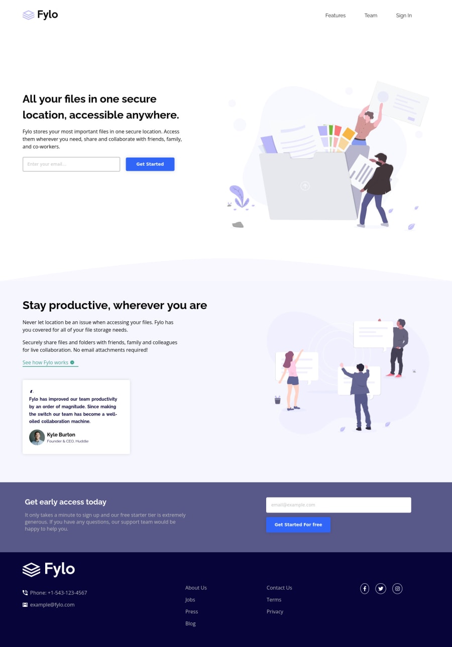 Frontend Mentor Fylo Landing Page Using Css Grid Coding Challenge