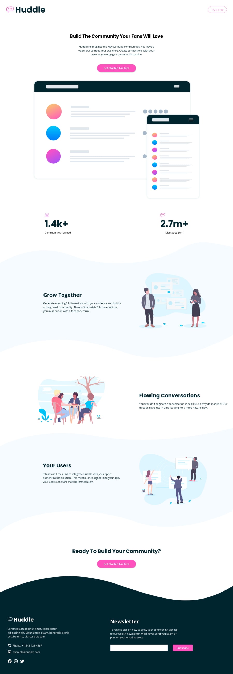 Frontend Mentor Huddle Landing Page With Curved Sections Html Css Flexbox Coding Challenge