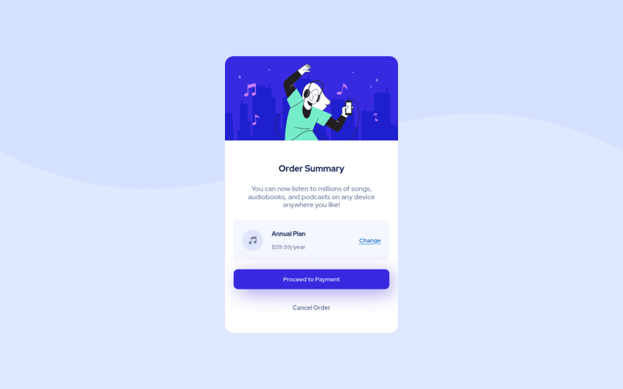 Frontend Mentor Order Sumary Component Using Css And Html Coding Challenge Solution