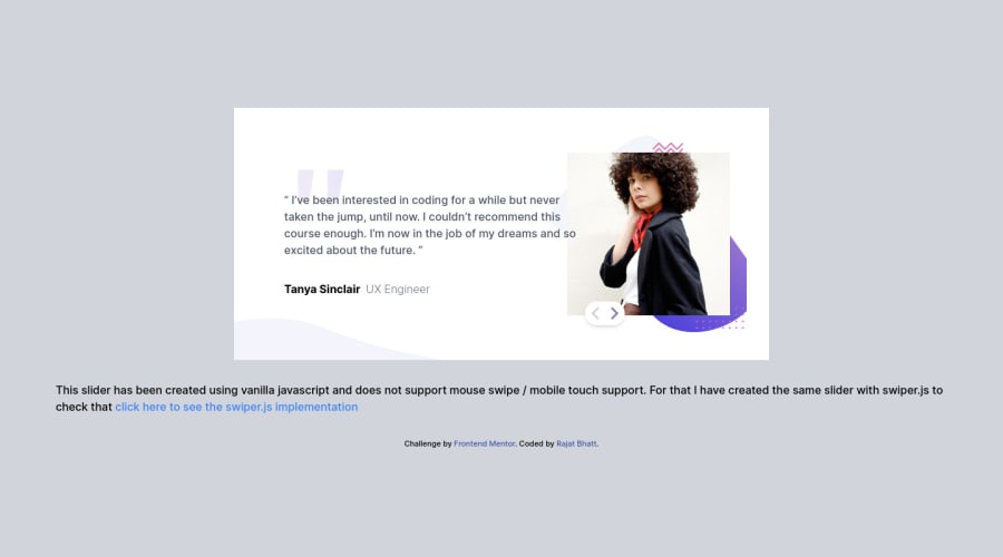 Frontend Mentor Coding Bootcamp Testimonials Slider With Tailwindcss
