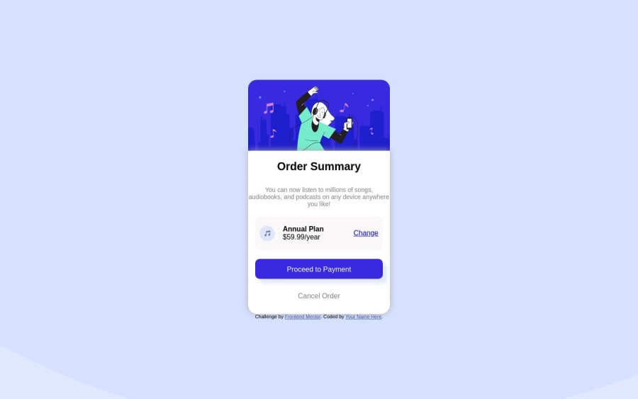 Frontend Mentor Order Summary Component Coding Challenge Solution