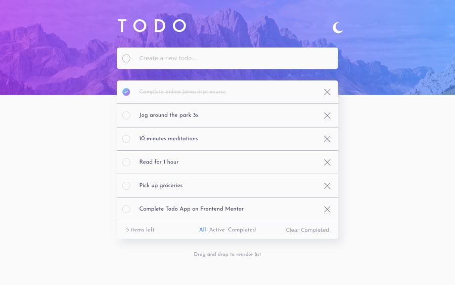 Frontend Mentor Todo App With Theme Made With Vanilla Js And Css3 Coding Challenge Solution