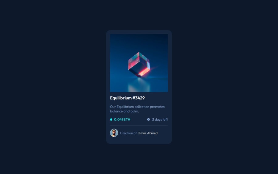 Frontend Mentor Responsive Nft Card Using Html And Css Coding Challenge Solution