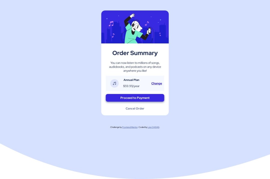 Frontend Mentor Order Summary Coding Challenge Solution