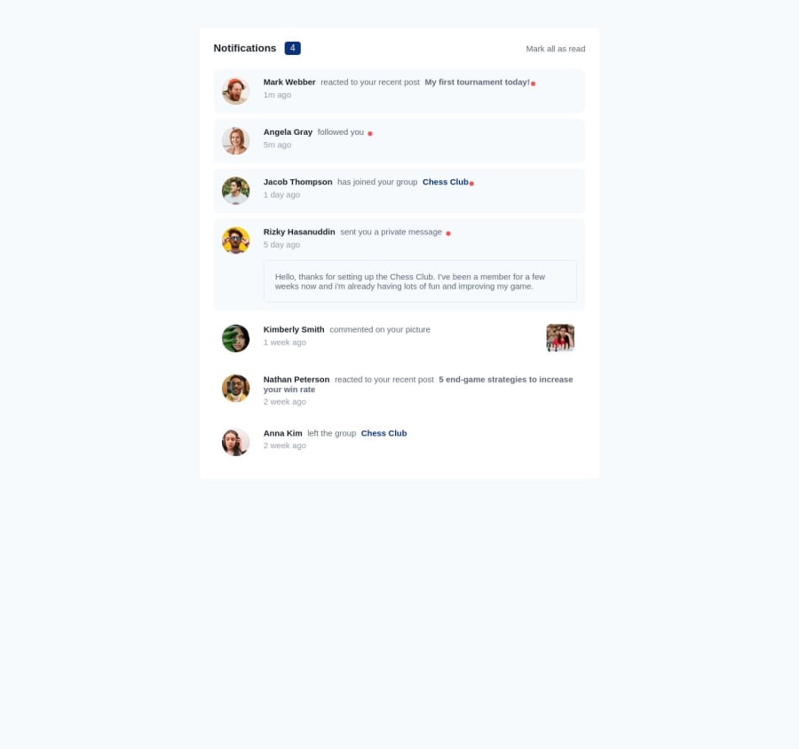 Frontend Mentor Responsive Notifications Page Using Html Css Js Coding Challenge Solution
