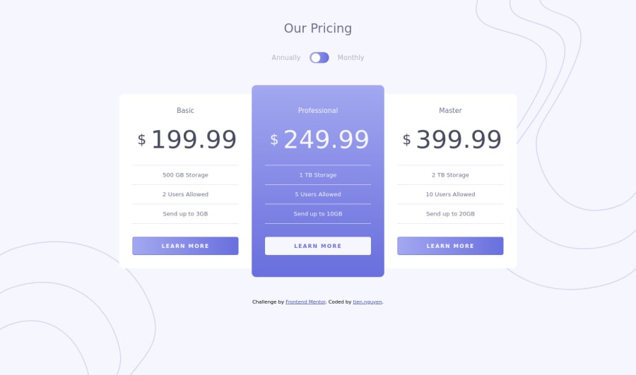 Frontend Mentor Pricing Component With Html Css Js And Bem Coding