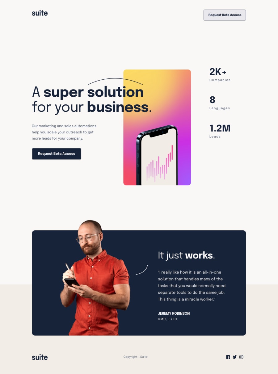 Frontend Mentor Suite Landing Page With Css Html And Flexbox Coding Challenge Solution
