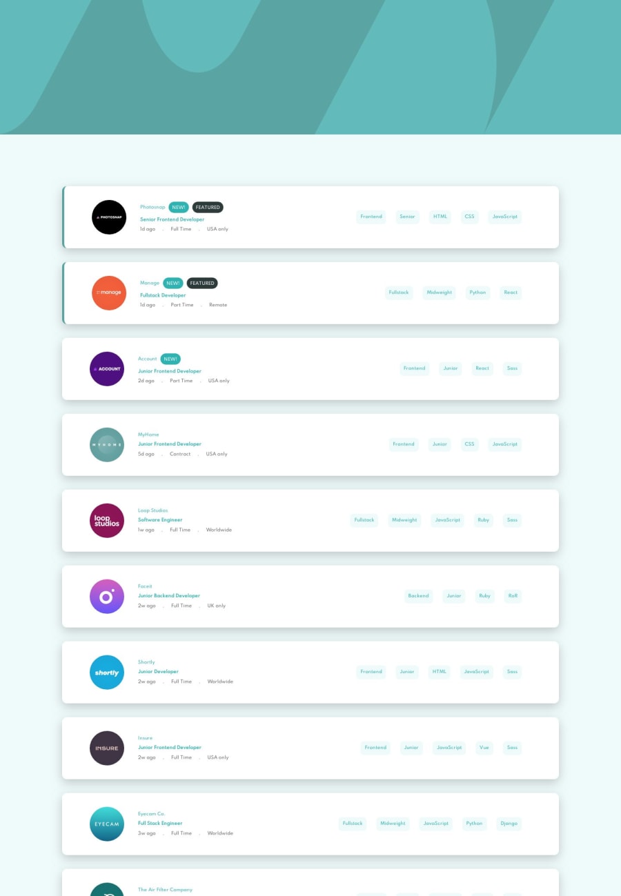 Frontend Mentor Responsive Design And Filtering With Vanilla Javascript Coding Challenge Solution