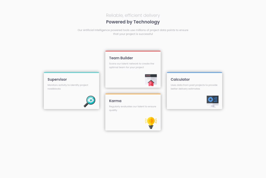 Frontend Mentor 4 Card Section Coding Challenge Solution